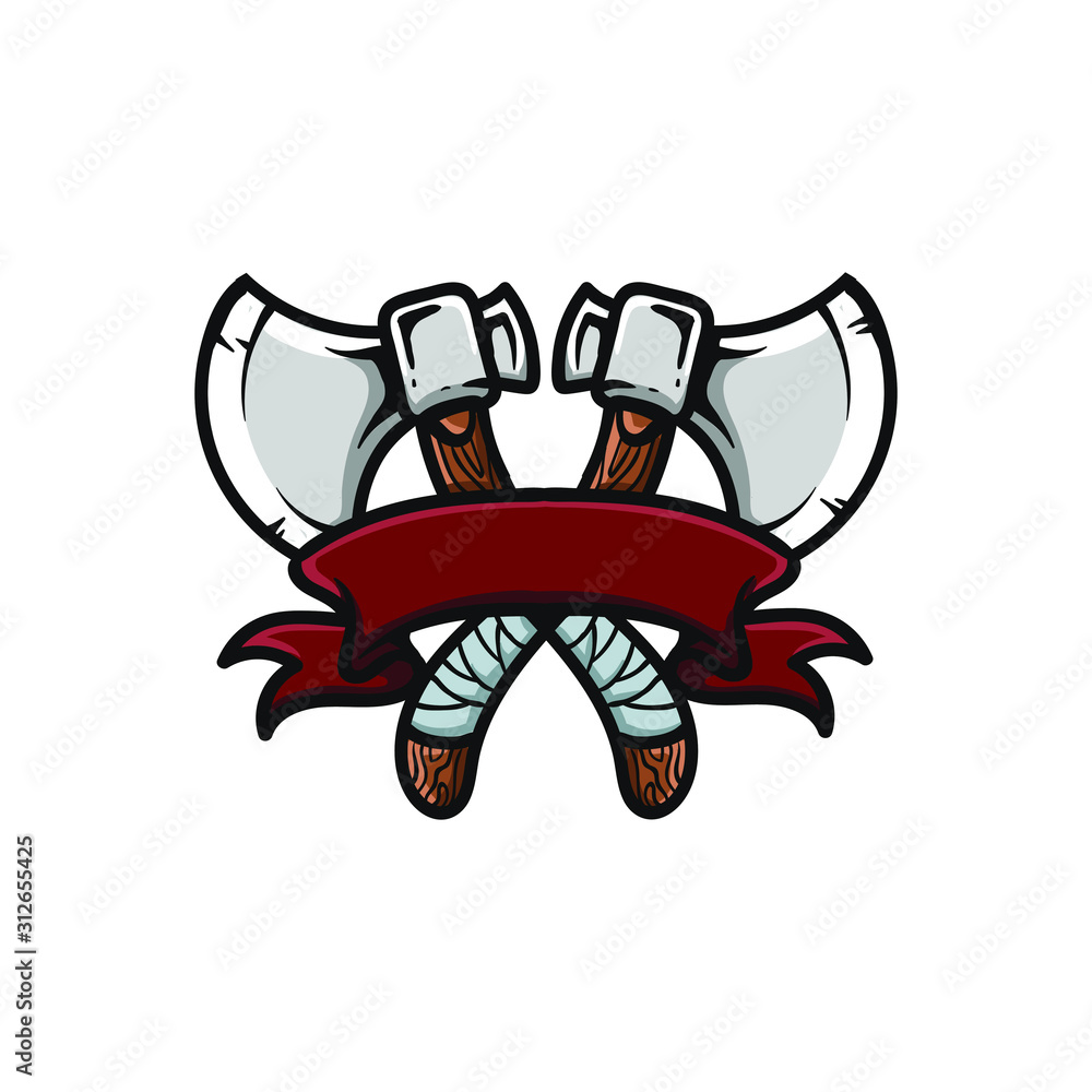 Crossed axes isolated on white background. Design element for logo ...
