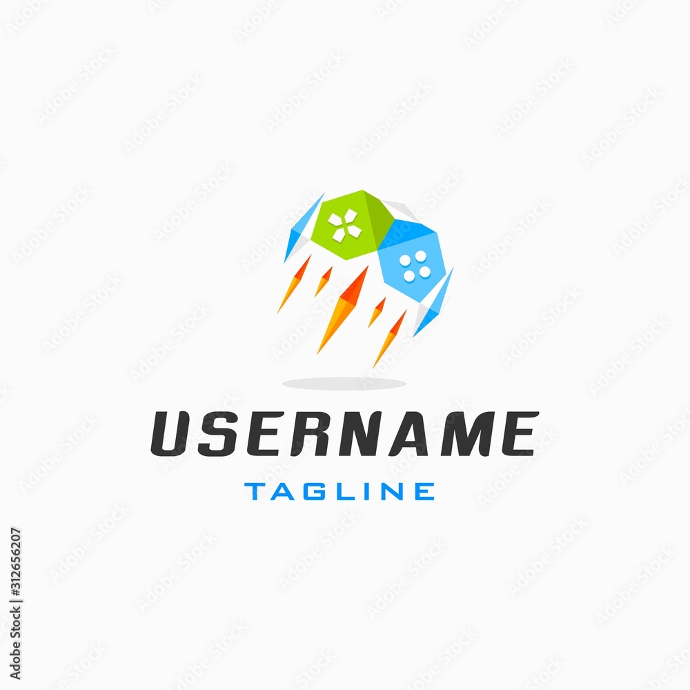 joystick logo design inspiration . game logo design template . rocket ...