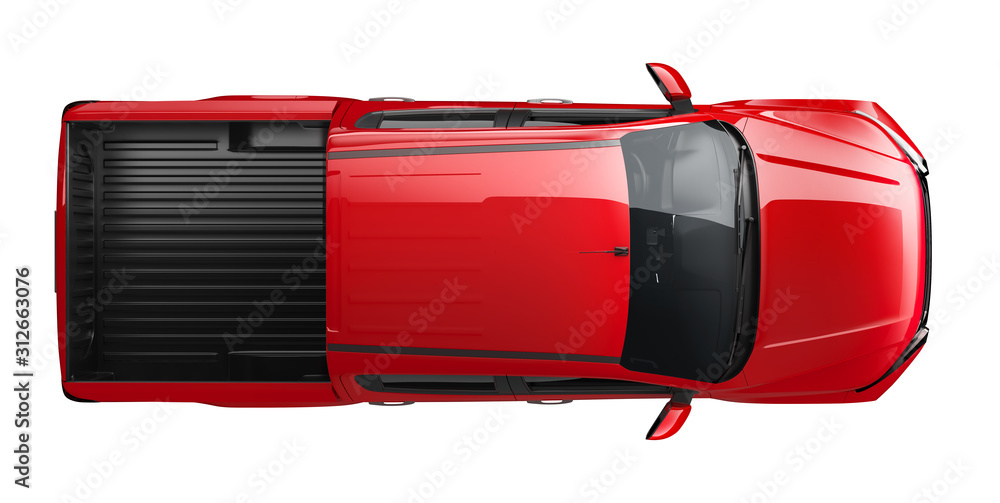 Pick up truck - top view isolated on white Stock Illustration | Adobe Stock