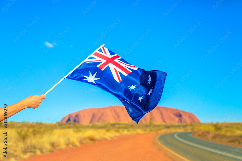 Tourism in Northern Territory, Central Australia. Woman's hand waving ...