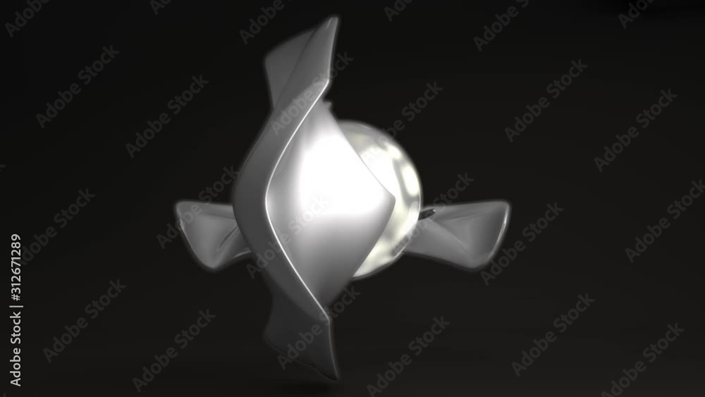 3D animation of fantastic silver figures dancing around a glowing ...