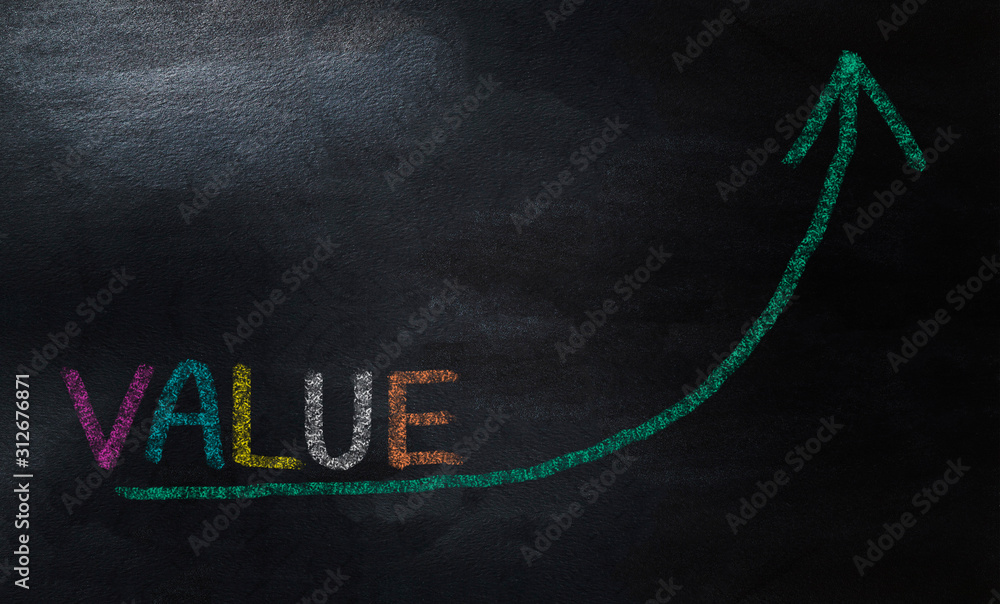 Increasing Value Arrow Graph Concept. drawing growing value graph with ...