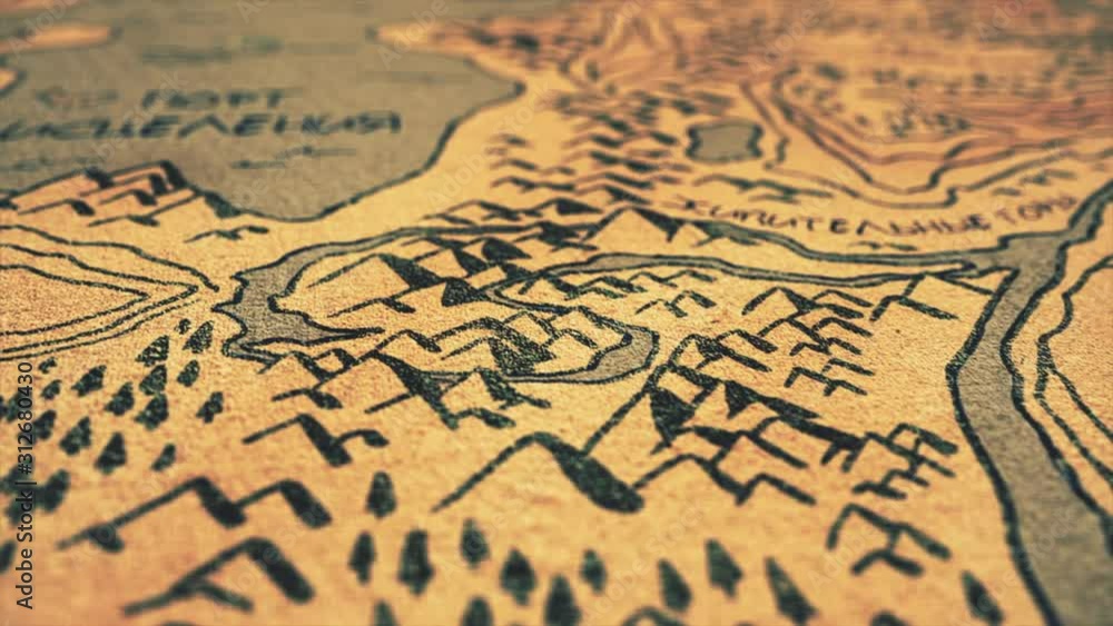 Funny hand-drawn ancient map with animated drawingsAbstract animation ...