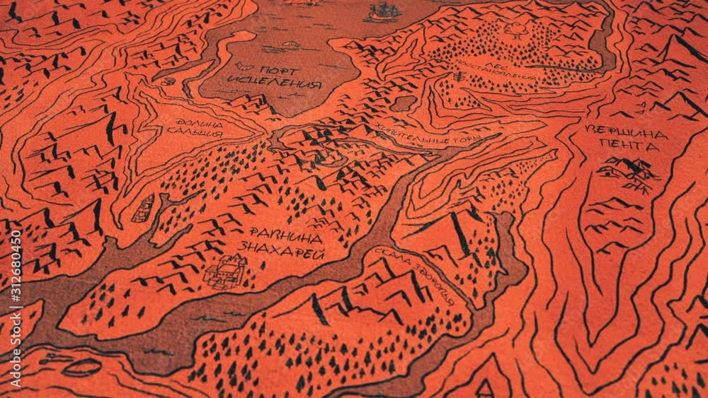 Funny hand-drawn ancient map with animated drawingsAbstract animation ...