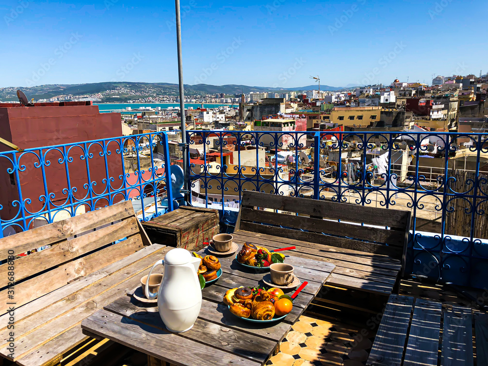 General view of Tangier, with medine in first plane and . Tangier ...