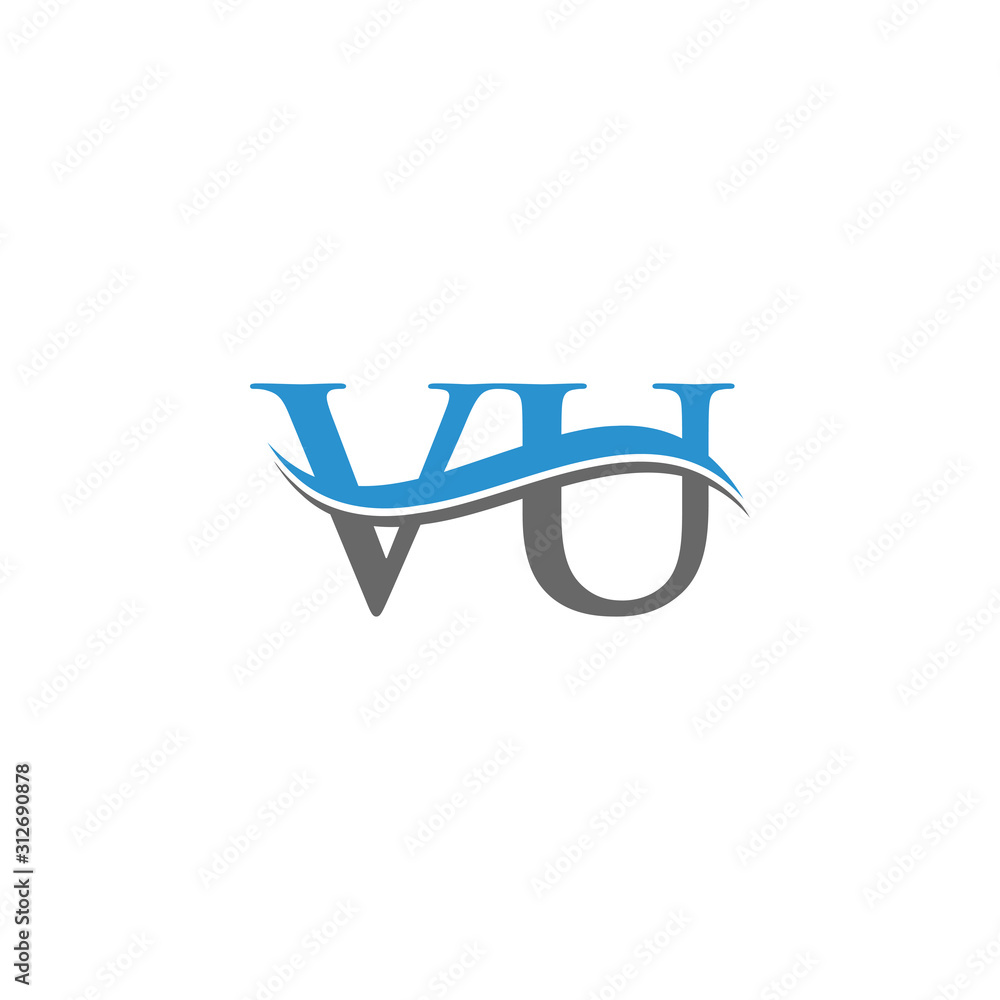Initial VU Letter Linked Logo. Creative Letter VU Logo Vector With Blue ...