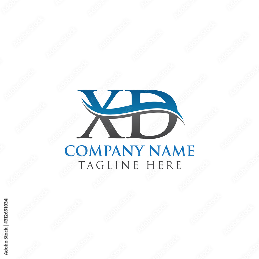 Initial XD Letter Linked Logo. Creative Letter XD Logo Vector With Blue ...