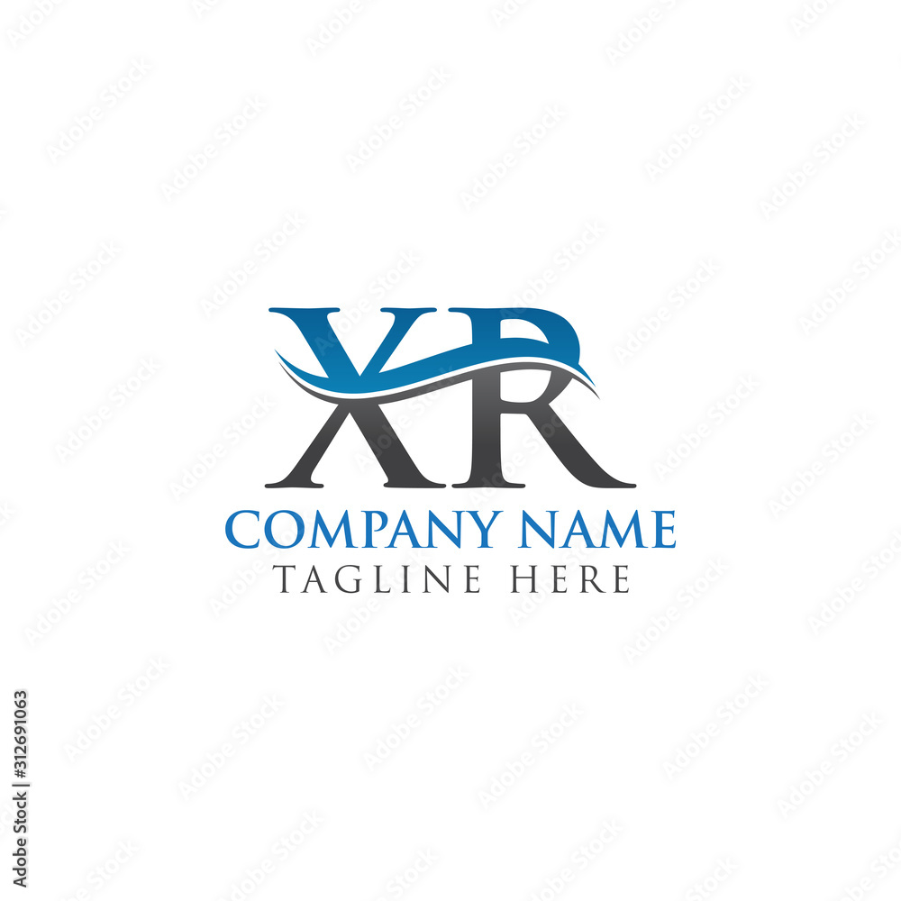 Initial XR Letter Linked Logo. Creative Letter XR Logo Vector With Blue ...