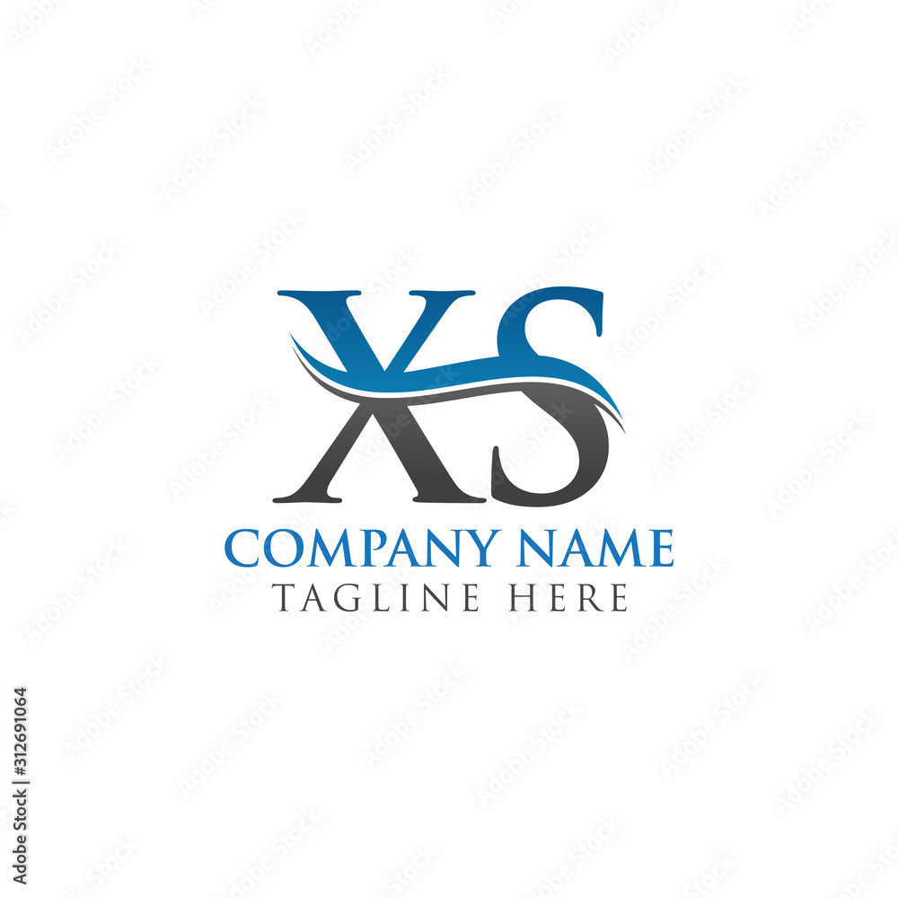 Initial XS Letter Linked Logo. Creative Letter XS Logo Vector With Blue ...