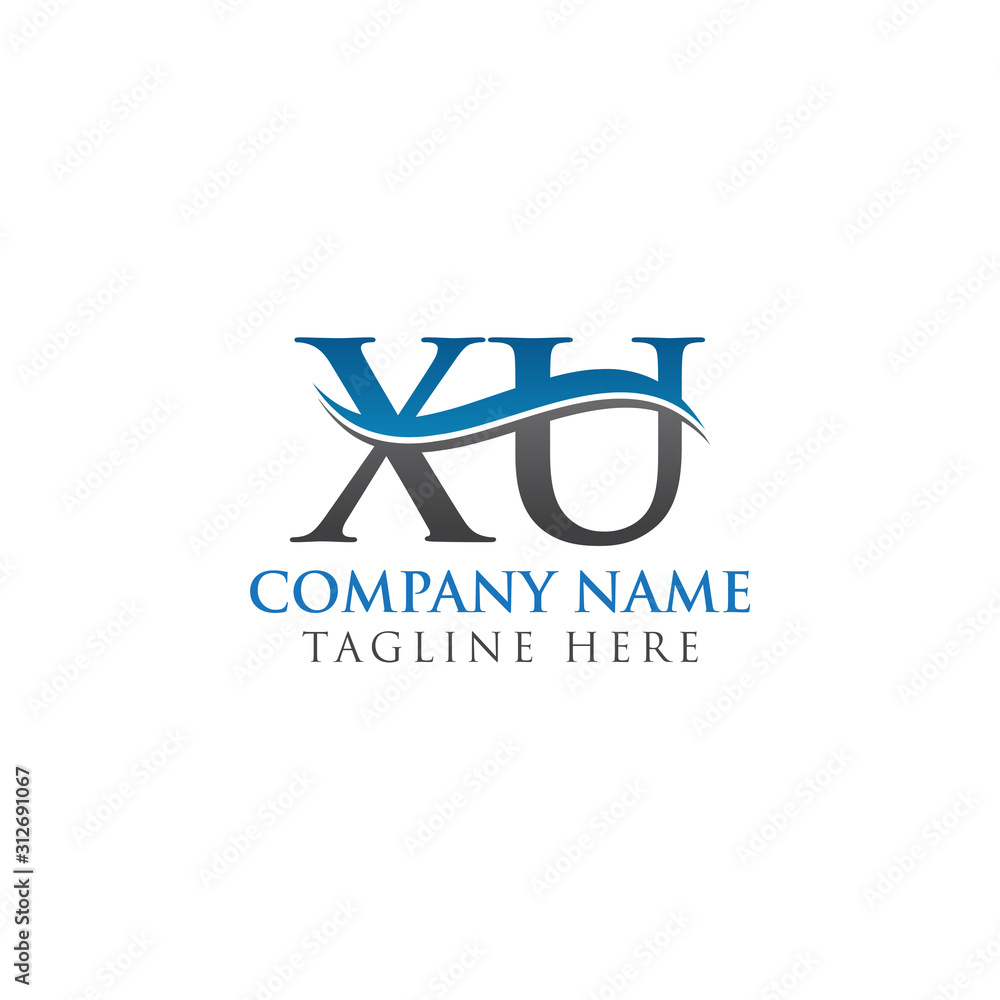 Initial XU Letter Linked Logo. Creative Letter XU Logo Vector With Blue ...
