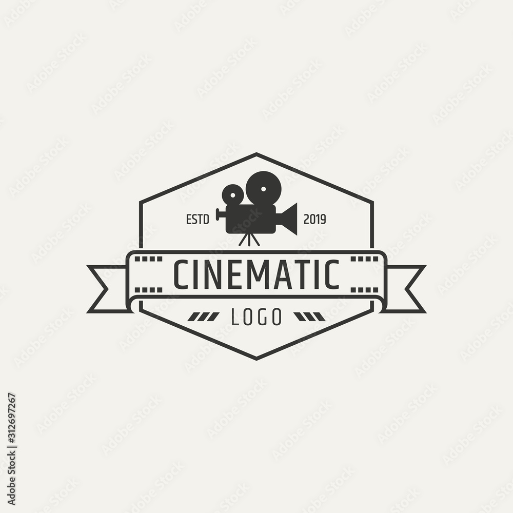 Vintage camera video emblem logo design. Retro film/cinema logo ...