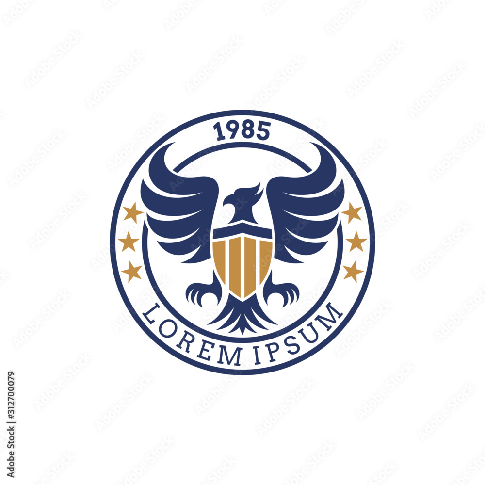 eagle emblem logo design, circle badge eagle logo template, vintage ...
