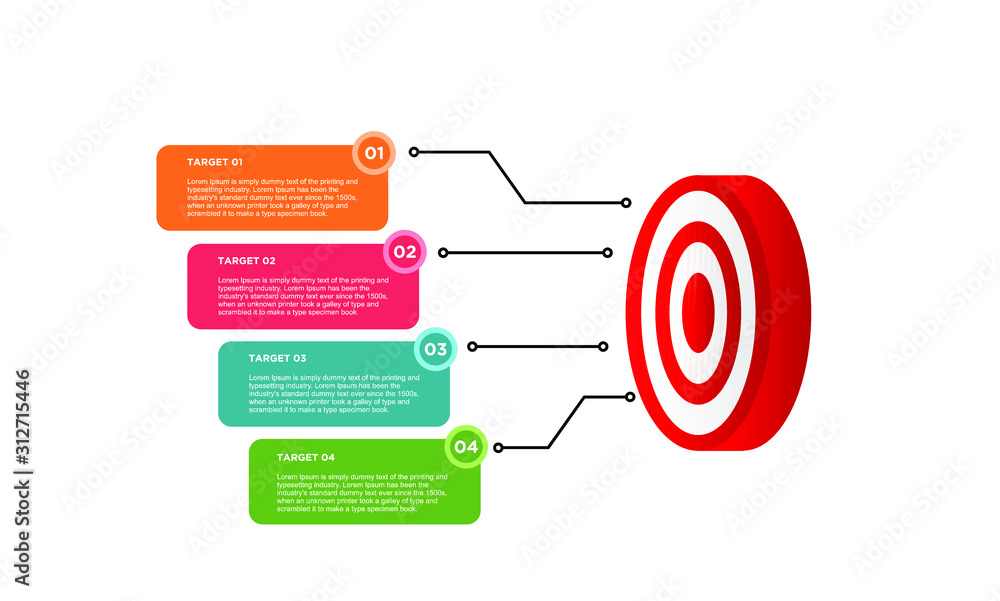 infographic target with 4 step element. Business concept with four ...