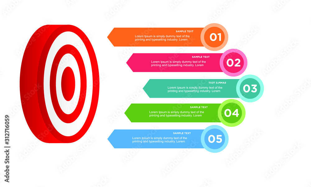 infographic target with 5 step element. Business concept with five ...