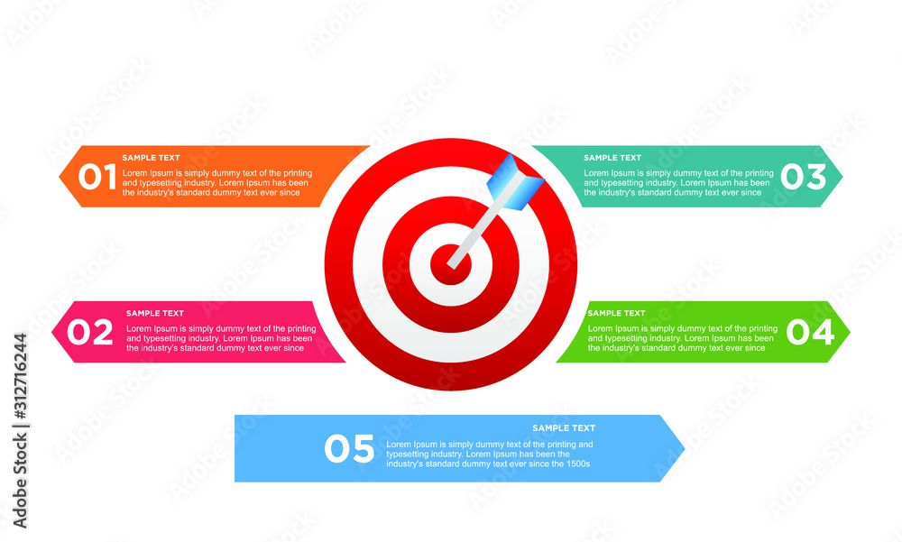 infographic target with 5 step element. Business concept with five ...
