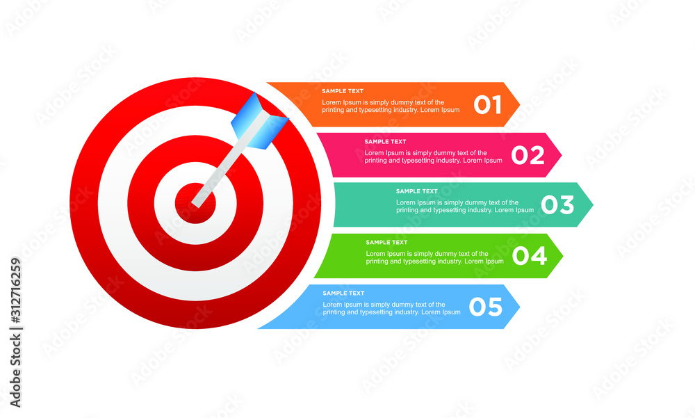 infographic target with 5 step element. Business concept with five ...