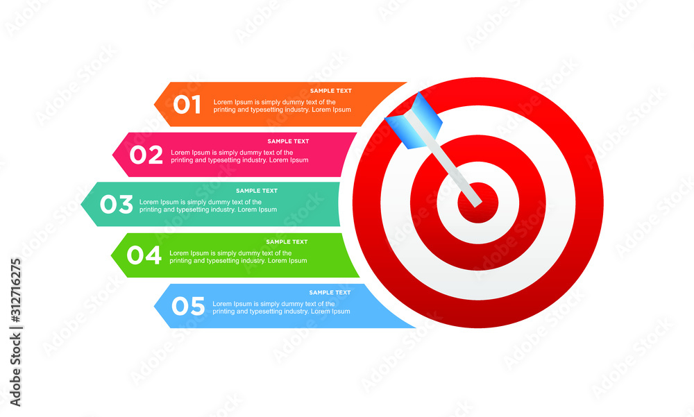 infographic target with 5 step element. Business concept with five ...