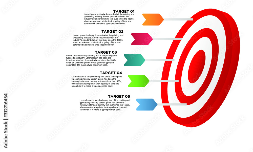 infographic target with 5 step element. Business concept with five ...