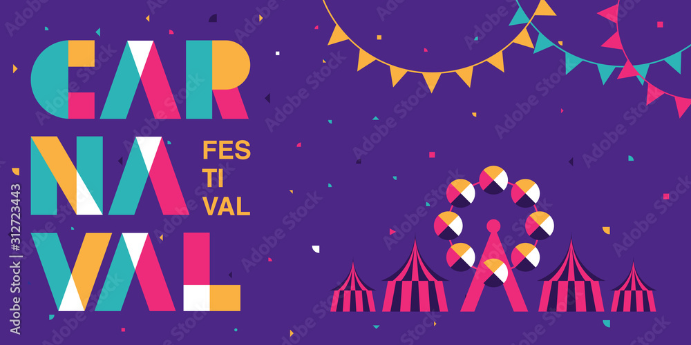 Carnaval Typography, Popular Event in Brazil. Festival, Colorful Party ...