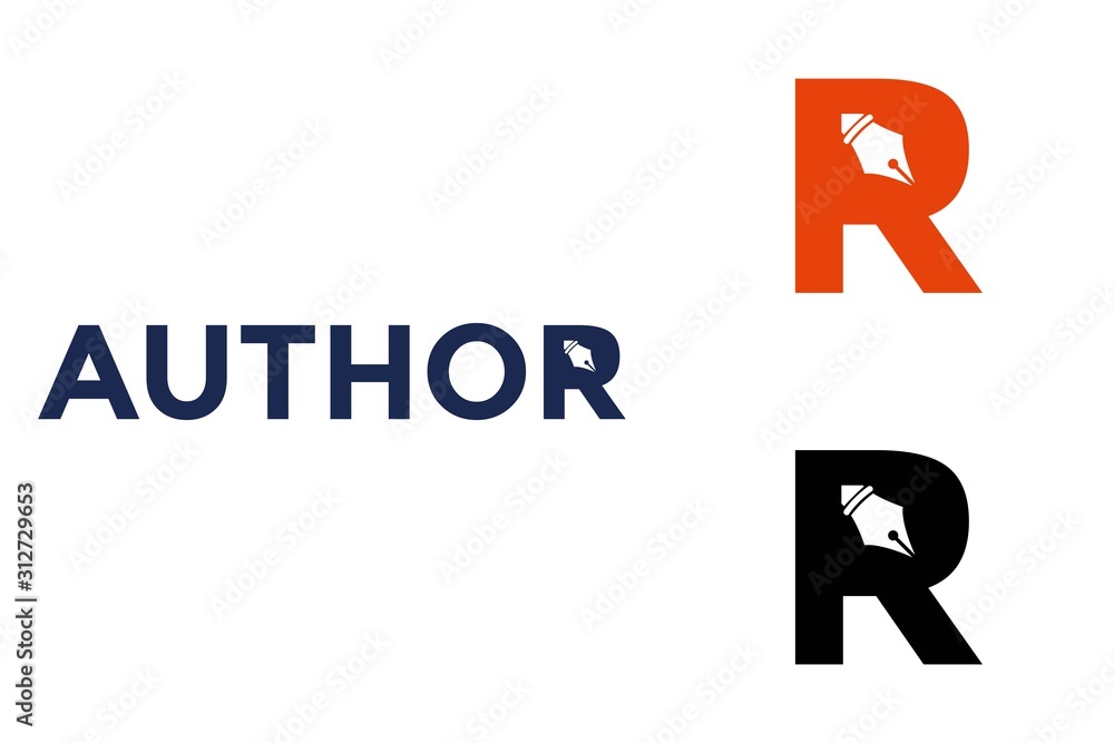 Initial letter R logo and Pen symbol, initial Letter R logo Icon ...