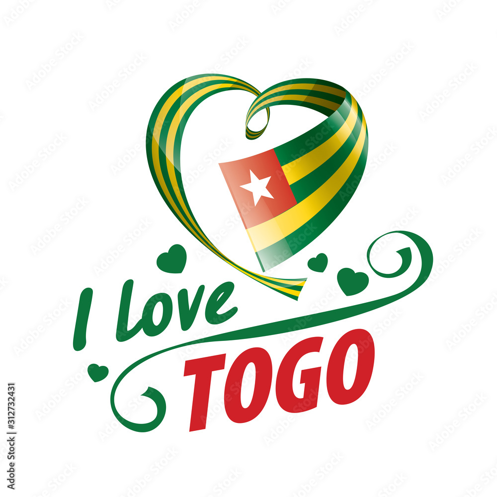 The national flag of the Togo and the inscription I love Togo. Vector ...