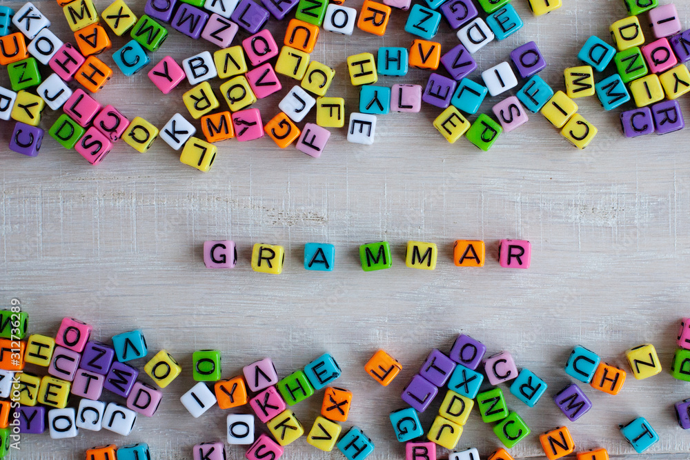 grammar, learning language concept, abc letters word Stock Photo ...