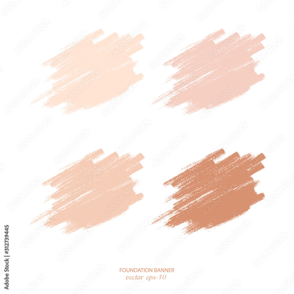 Shades Of Foundation .Brush strokes on a white background .Cosmetic ...