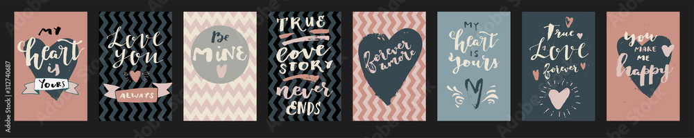 Set of love quotes. Modern calligraphy, hand lettering Stock Vector ...