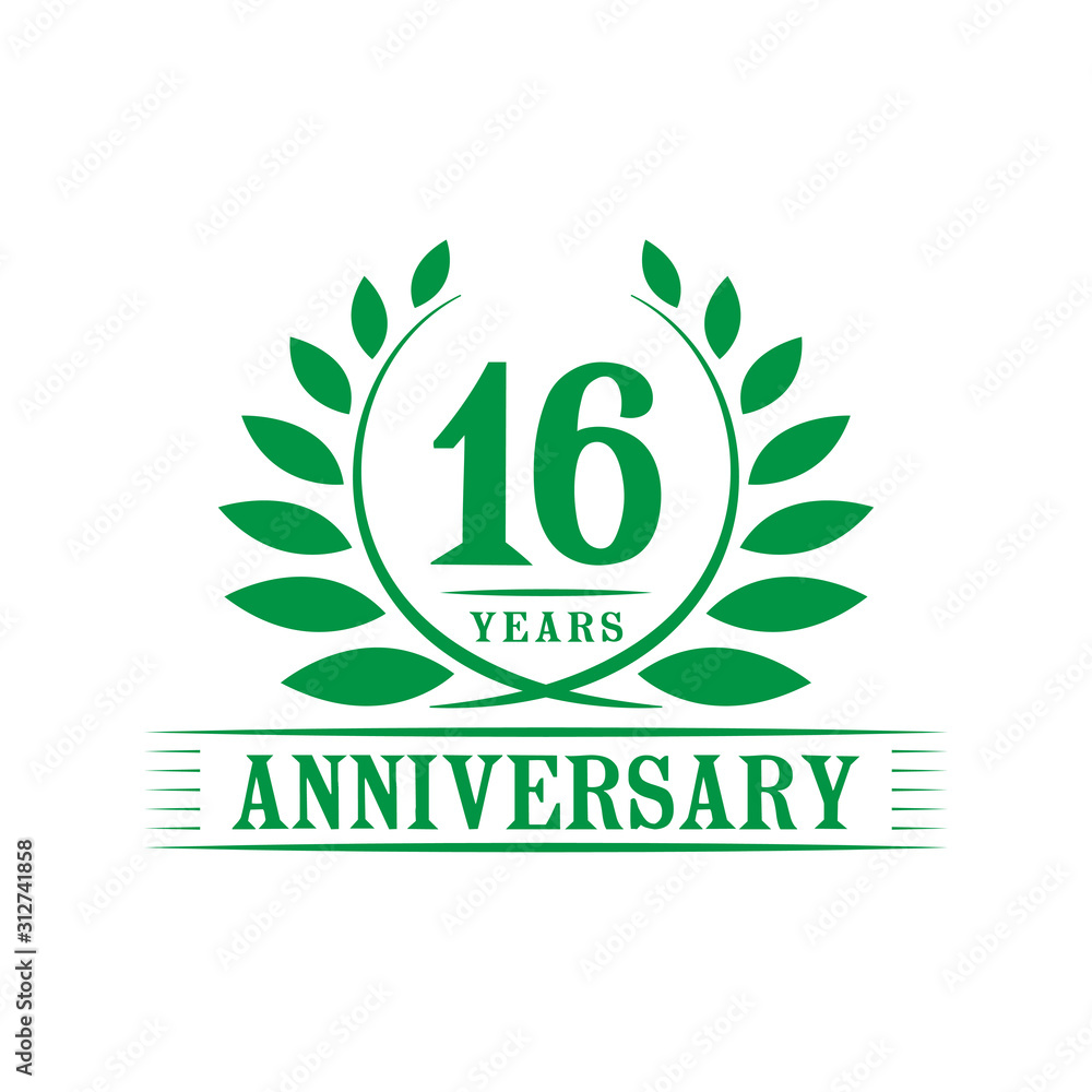 16 years logo design template. Sixteenth anniversary vector and ...