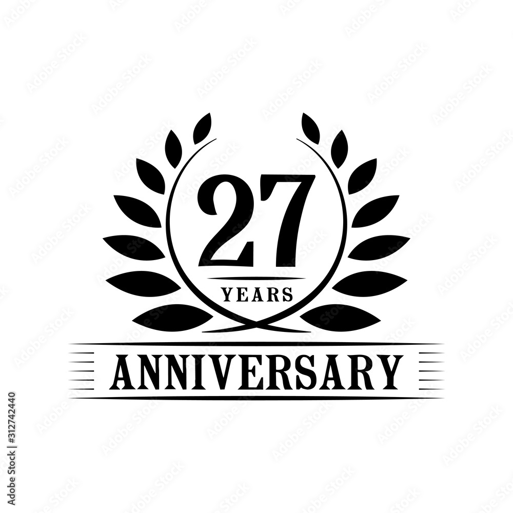 27 years logo design template. Twenty seventh anniversary vector and ...