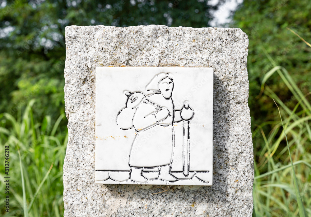 signpost in the Sigeric's Route - Via Francigena (pilgrim route to Rome ...
