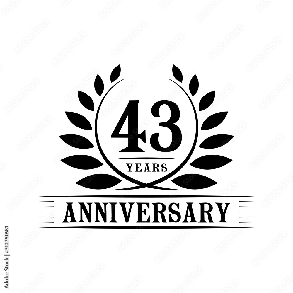 43 years logo design template. Forty third anniversary vector and ...