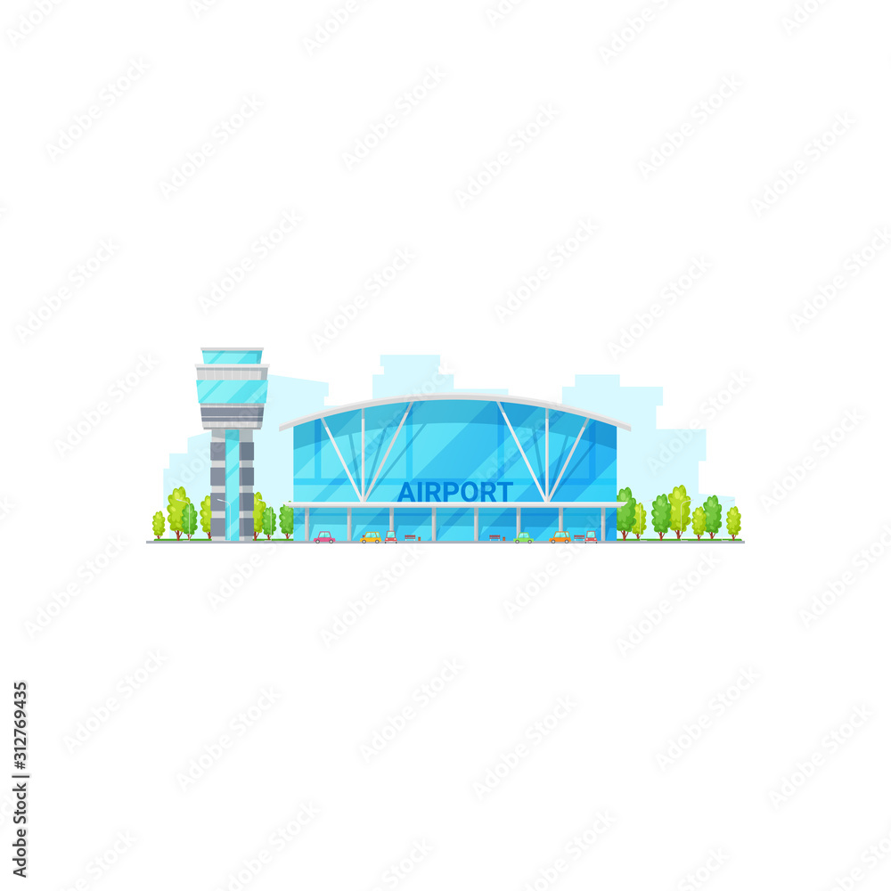 International airport terminal isolated glass construction facade ...