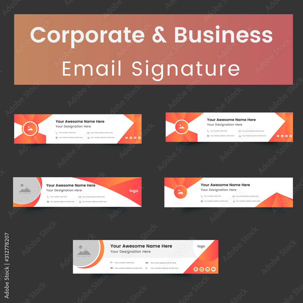 Corporate And Business Email Signature Template Design Stock Vector ...