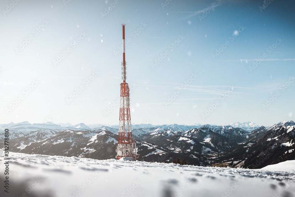 Summit of the Gruenten (Grünten) mountain in Bavaria, Germany. Not far ...