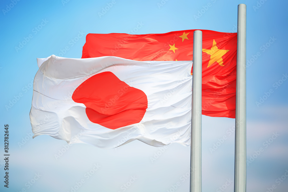 Flags of Japan and China Stock Photo | Adobe Stock