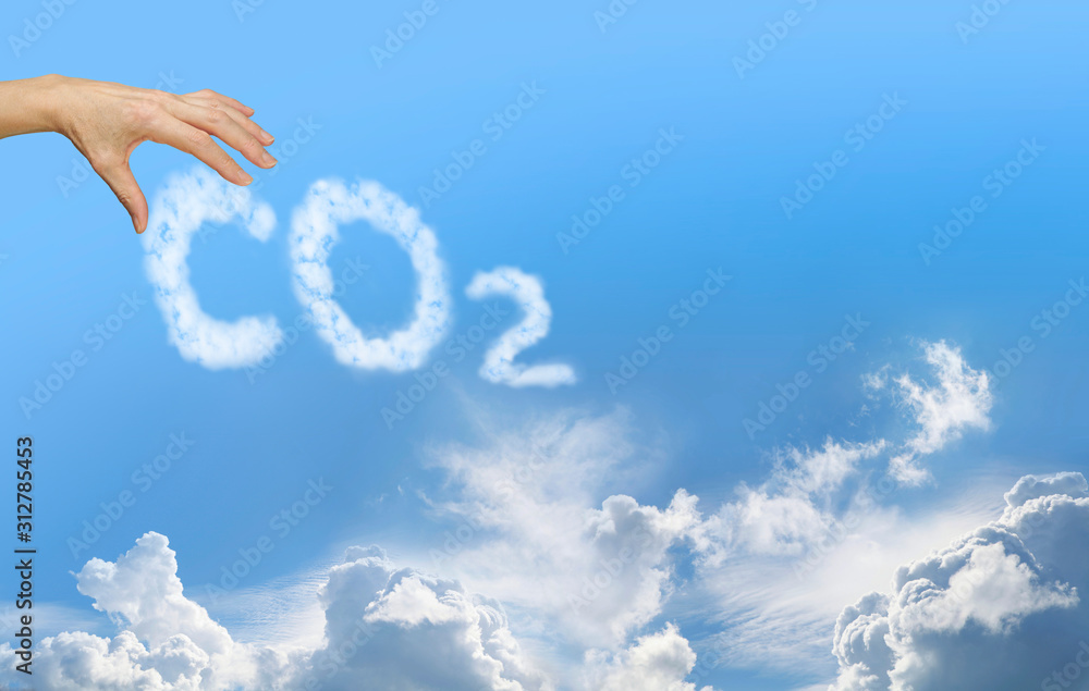Take responsibility for your CO2 emissions - female hand reaching out ...