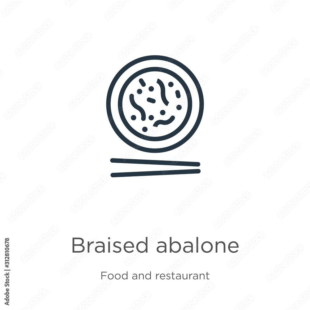 Vecteur Stock Braised abalone icon. Thin linear braised abalone outline ...