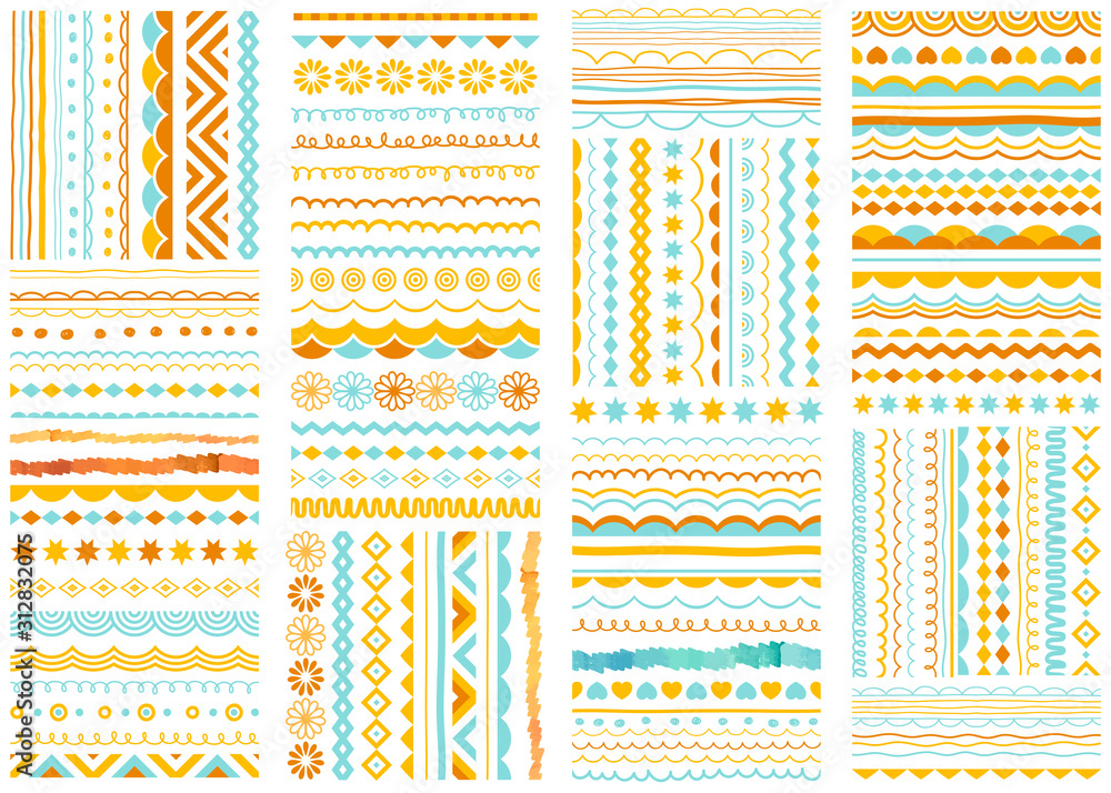 Border, divider, decorative design elements collection. Seamless ...