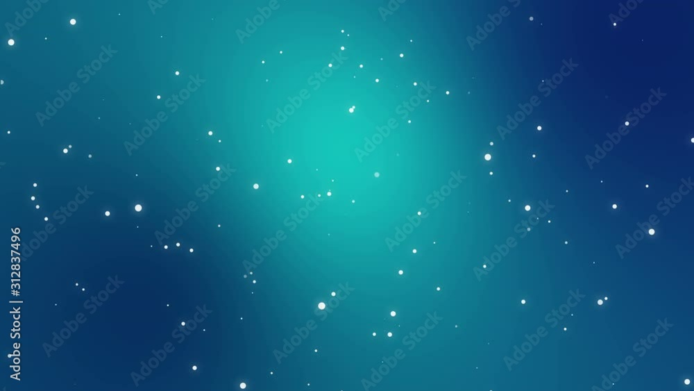 Animated teal blue night sky background with sparkling light particles ...