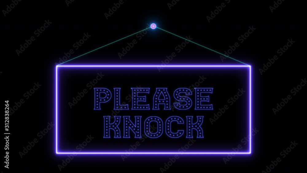 Vidéo Stock Hang tag Please knock door neon sign fluorescent light ...