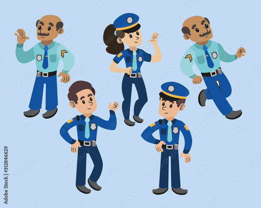 vector of police officers and cartoon Stock Vector | Adobe Stock