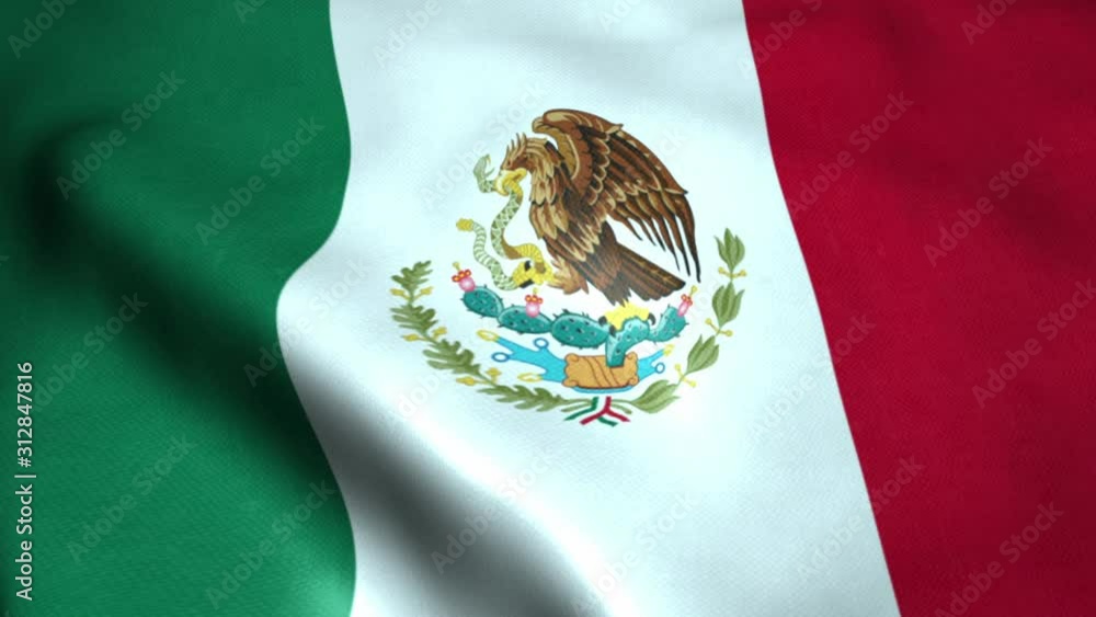 Mexican flag background with cloth texture. Realistic Flag of Mexican ...