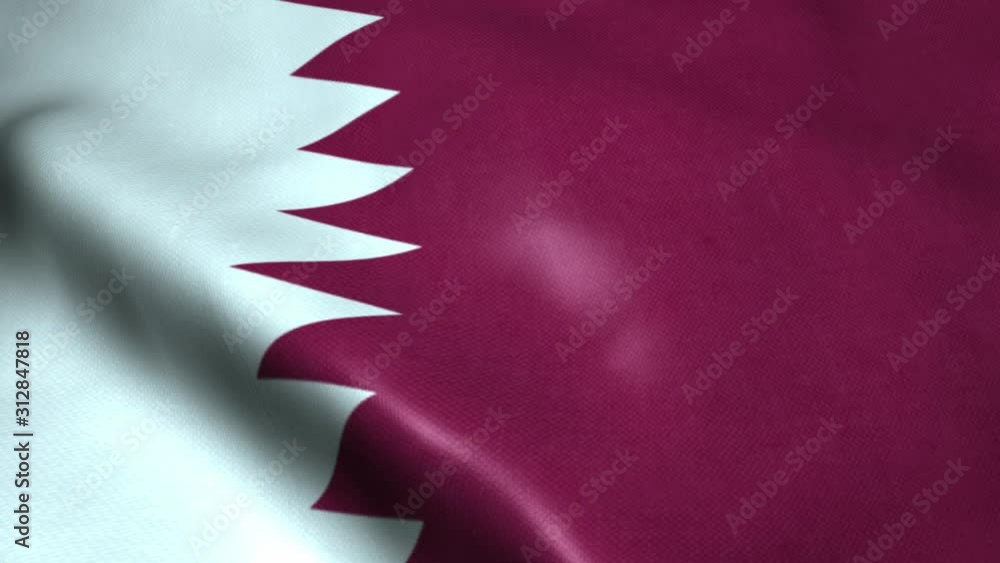 Qatar flag. Flag with a beautiful glossy silk texture. Seamless loop ...