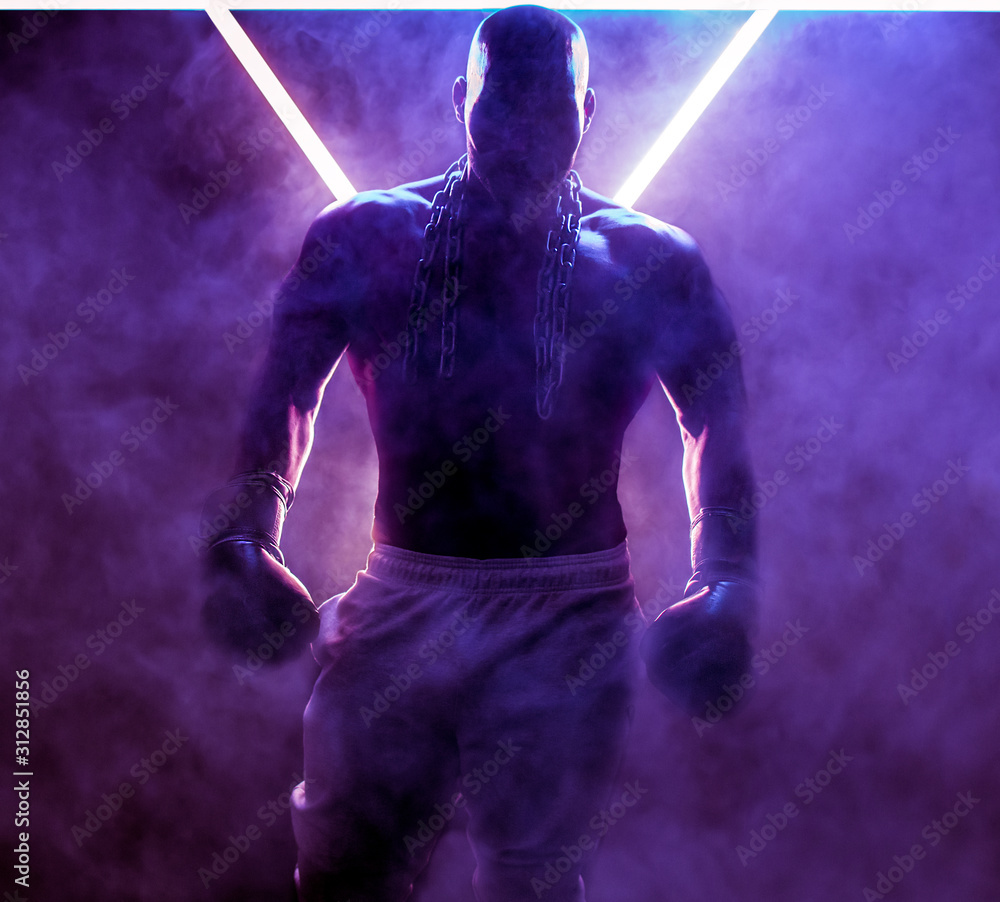 Fitness Male boxing special effects. smoke effects movie like and with ...