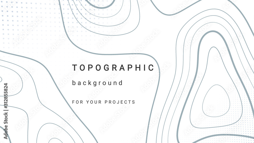 Topographic background and texture, abstract monochrome image. 3D waves ...