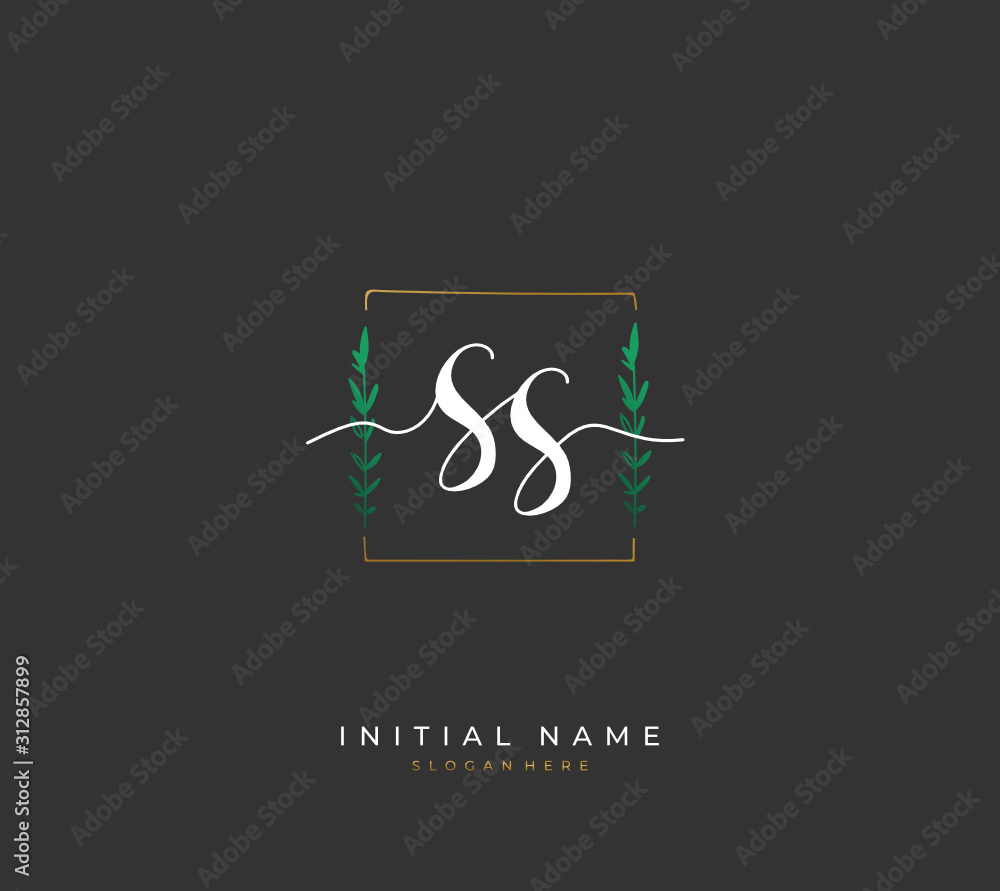 Handwritten letter S SS for identity and logo. Vector logo template ...