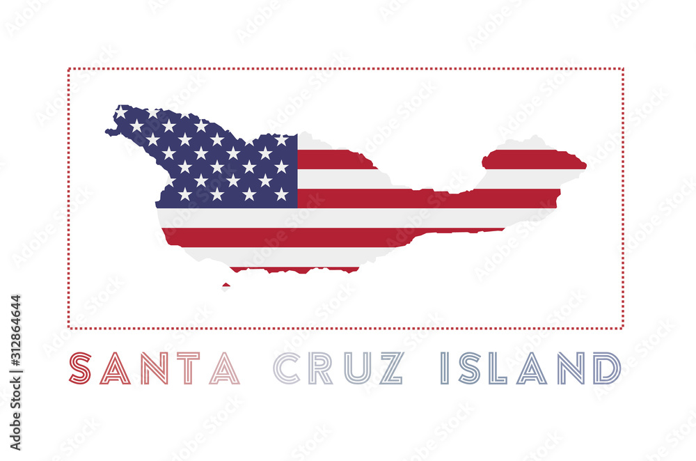 Santa Cruz Island Logo. Map of Santa Cruz Island with island name and ...