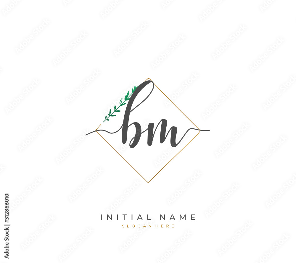 Handwritten letter B M BM for identity and logo. Vector logo template ...