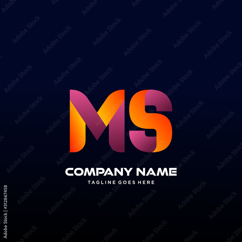 Letter MS initial Logo Vector With colorful Stock Vector | Adobe Stock